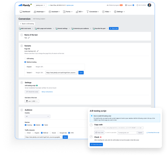 A/B Testing Tool – Plerdy