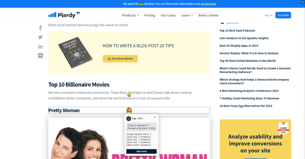 Heatmap Mouse Click Tracking – Plerdy
